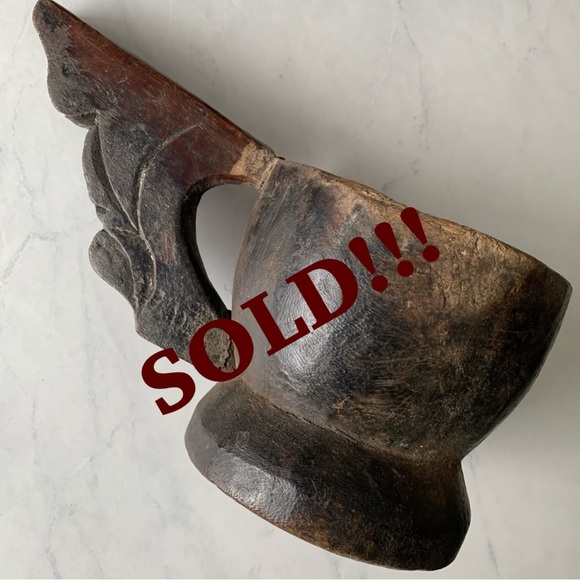 Kitchen | Antique Hand Carved Wood Kharal Bowl Mortar | Poshmark